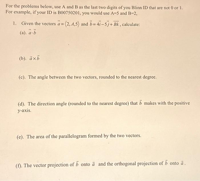 Solved the problems below, use A and B as the last two | Chegg.com