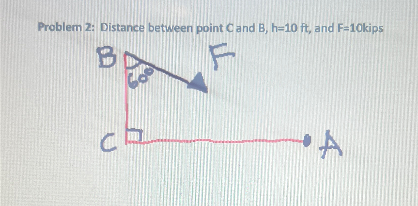 Problem 2: Distance between point C ﻿and B,h=10ft, | Chegg.com