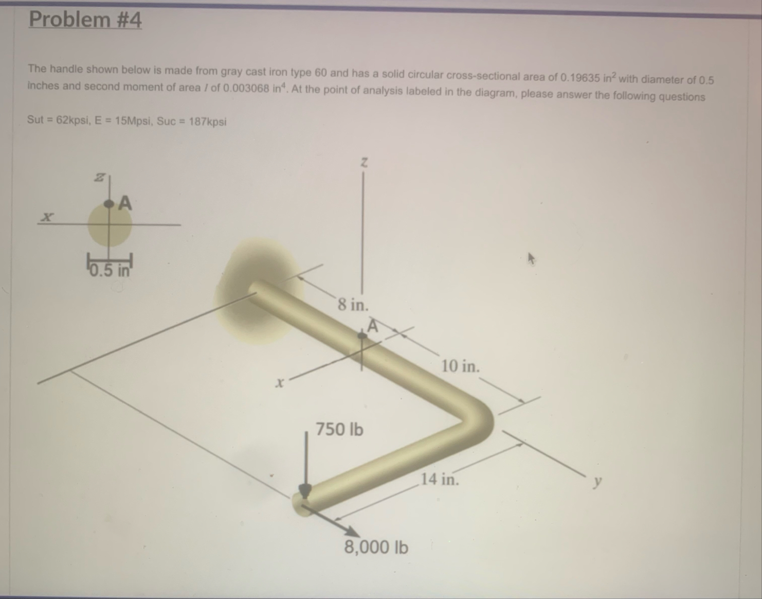 Solved Problem #4The handle shown below is made from gray | Chegg.com