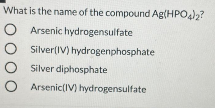 Solved What is the formula for Mercury(III) hydroxide? O | Chegg.com