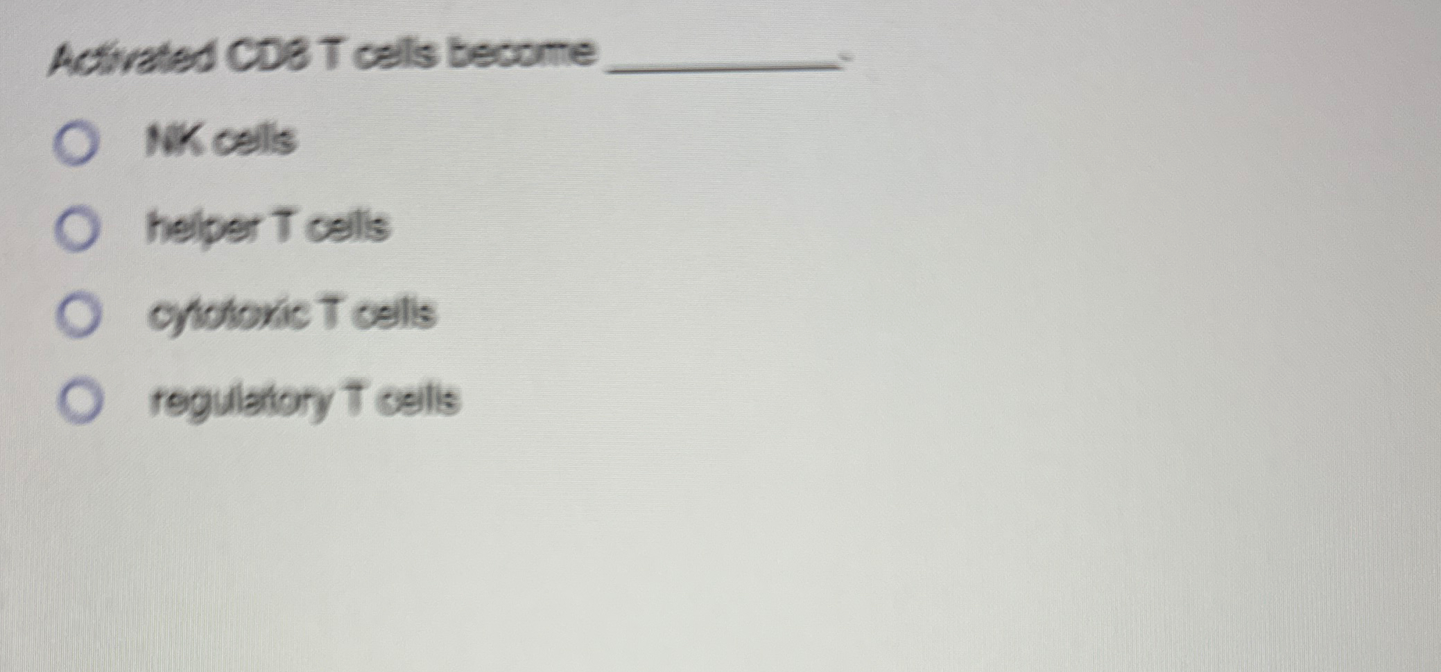 Solved Activated CD8 ﻿T cells becomeNiK cellsheiper T | Chegg.com