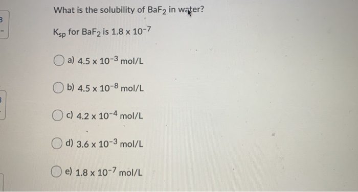 Solved What is the solubility of BaF2 in water? Ksp for BaF2 | Chegg.com