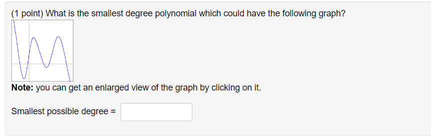 Solved (1 ﻿point) ﻿What is the smallest degree polynomial | Chegg.com