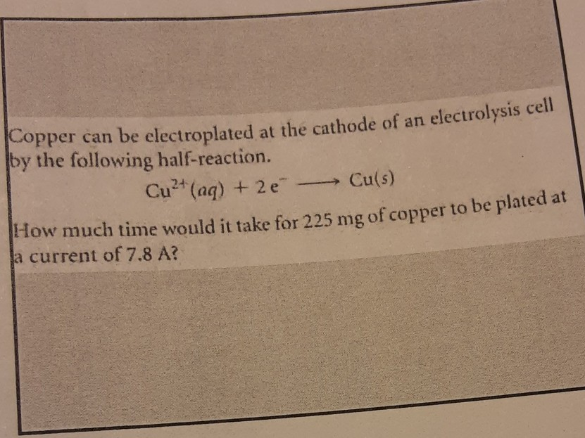 Solved ell Copper can be electroplated at the cathode of an | Chegg.com