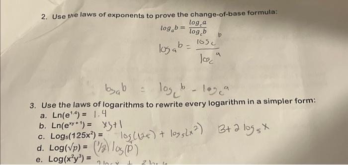 Solved 2. Use the laws of exponents to prove the | Chegg.com