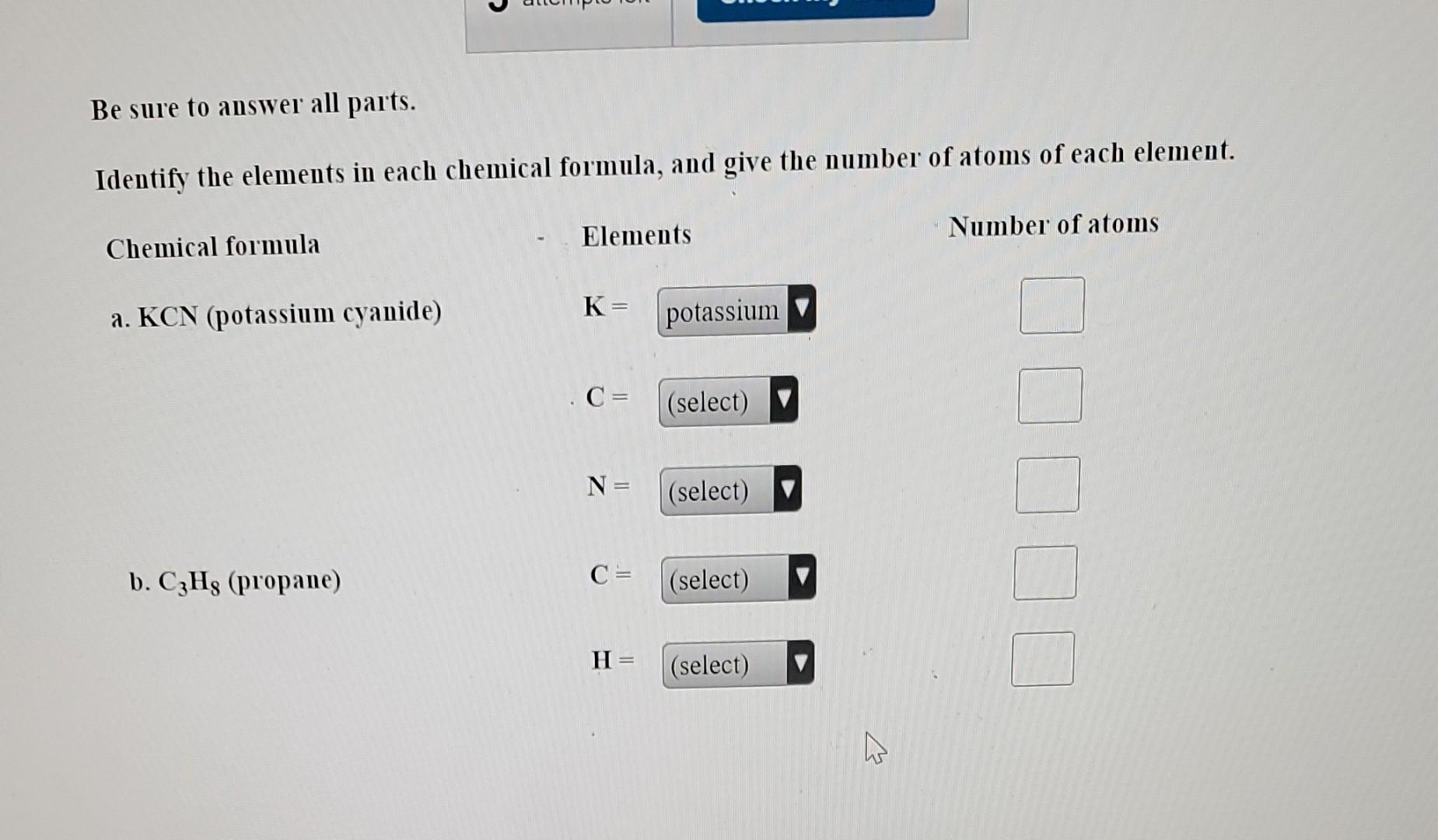 Solved Be sure to answer all parts. Identify the elements in | Chegg.com