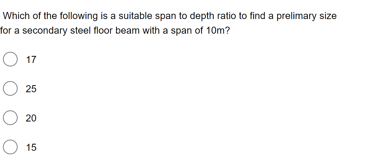 Solved Which of the following is a suitable span to depth | Chegg.com