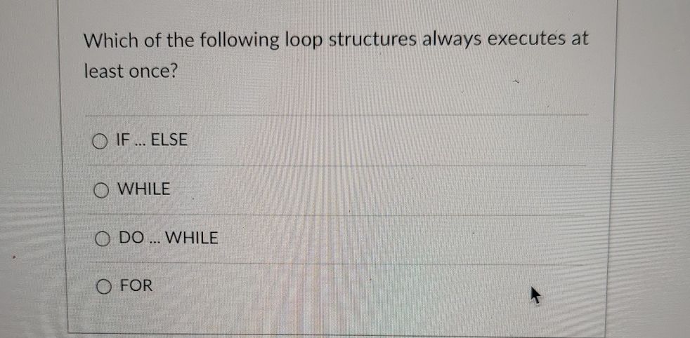 Solved Which of the following loop structures always | Chegg.com