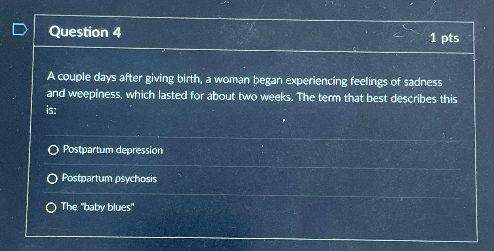 Solved Question 41 ﻿ptsA couple days after giving birth, a | Chegg.com