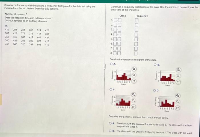 Solved Construct a frequency distribution and a frequency | Chegg.com