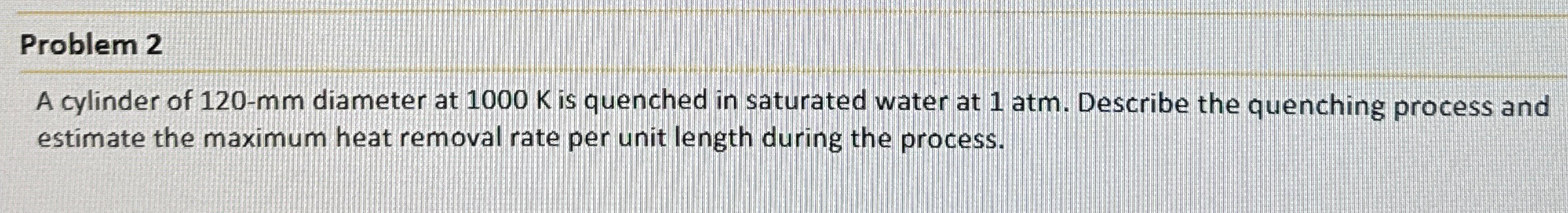 Solved Problem 2A cylinder of 120-mm ﻿diameter at 1000K ﻿is | Chegg.com