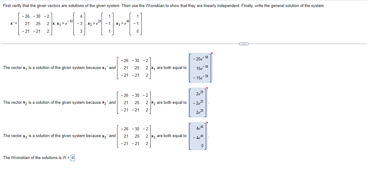 Solved First verify that the given vectors are solutions of | Chegg.com