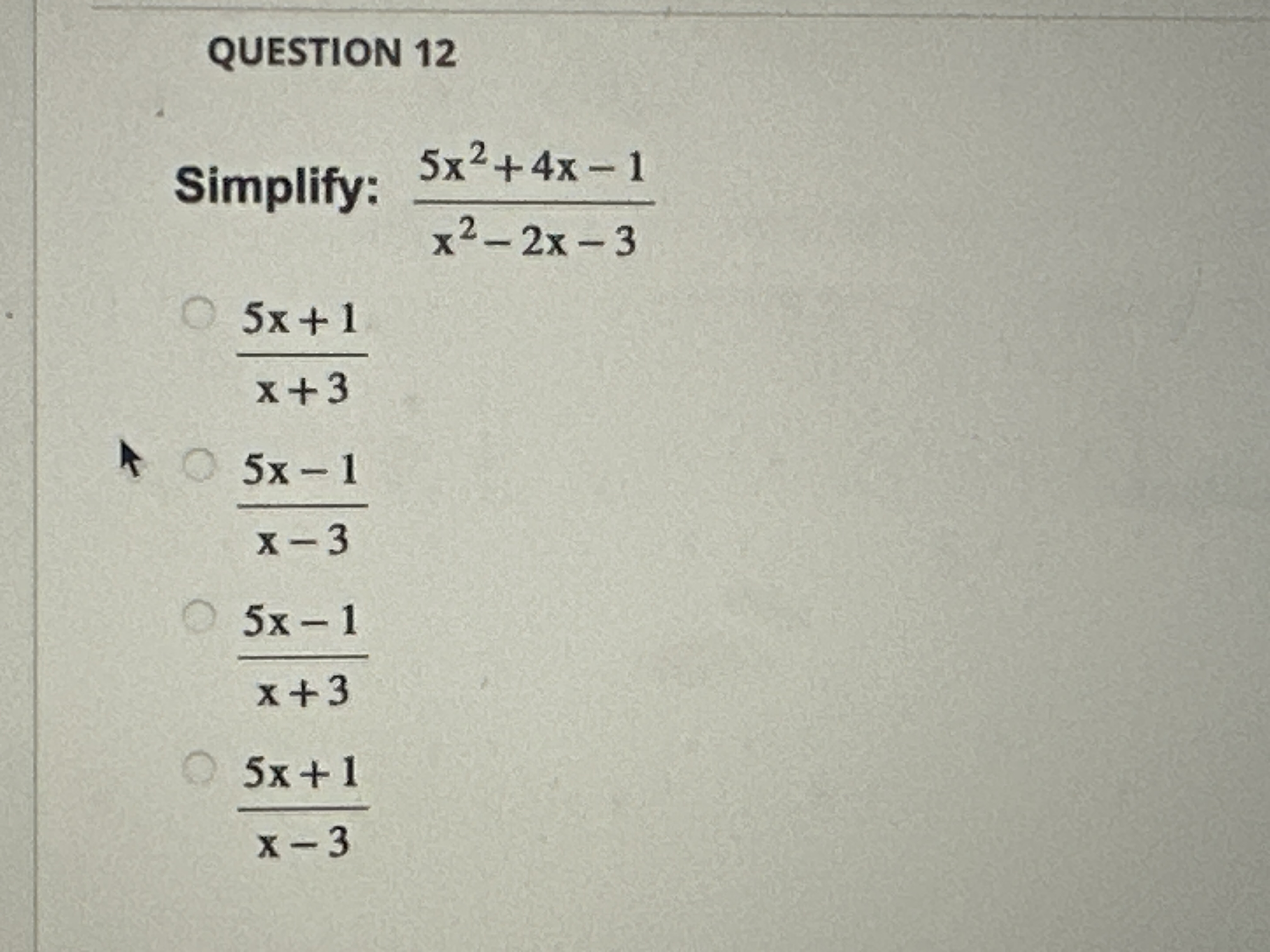 Solved QUESTION 12Simplify: | Chegg.com