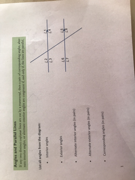 Solved Angles and Parallel Lines If any two distinct | Chegg.com