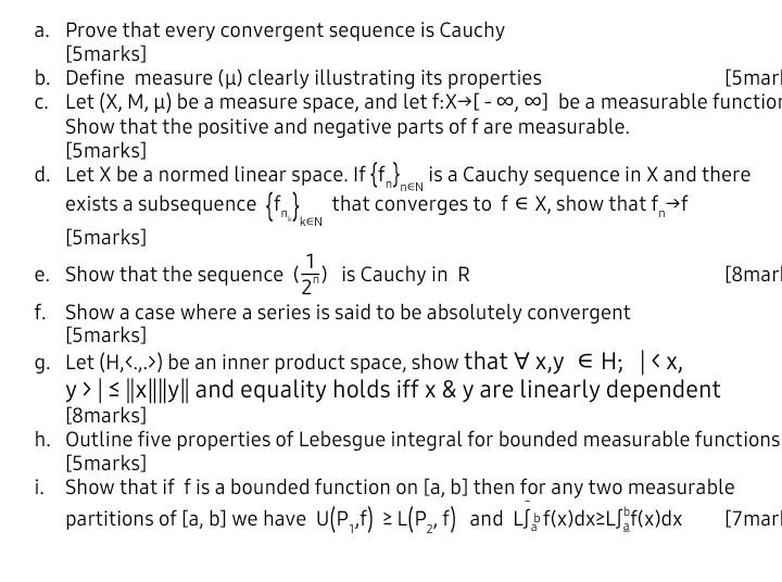 Solved a. Prove that every convergent sequence is Cauchy | Chegg.com