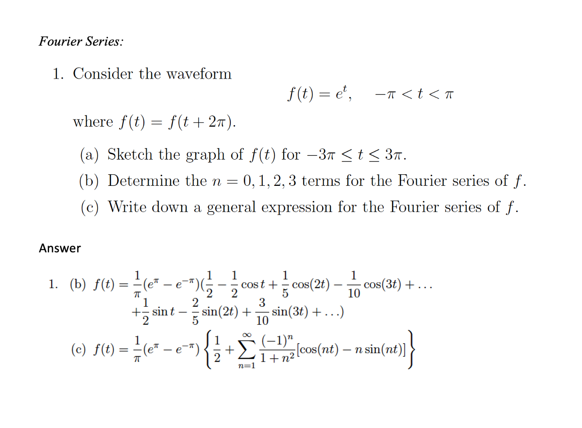 Solved Fourier Series:Consider the | Chegg.com