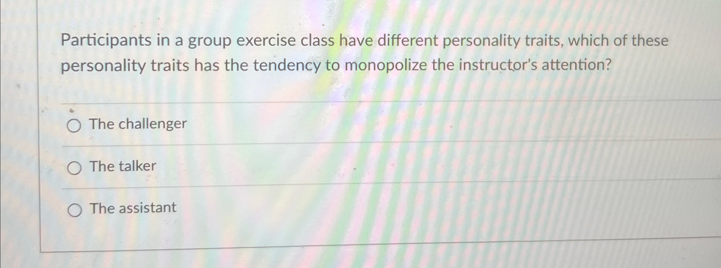 Solved Participants in a group exercise class have different | Chegg.com