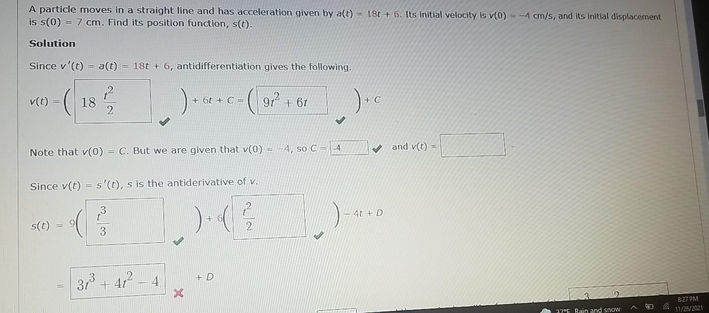 Solved A Particle Moves In A Straight Line And Has 