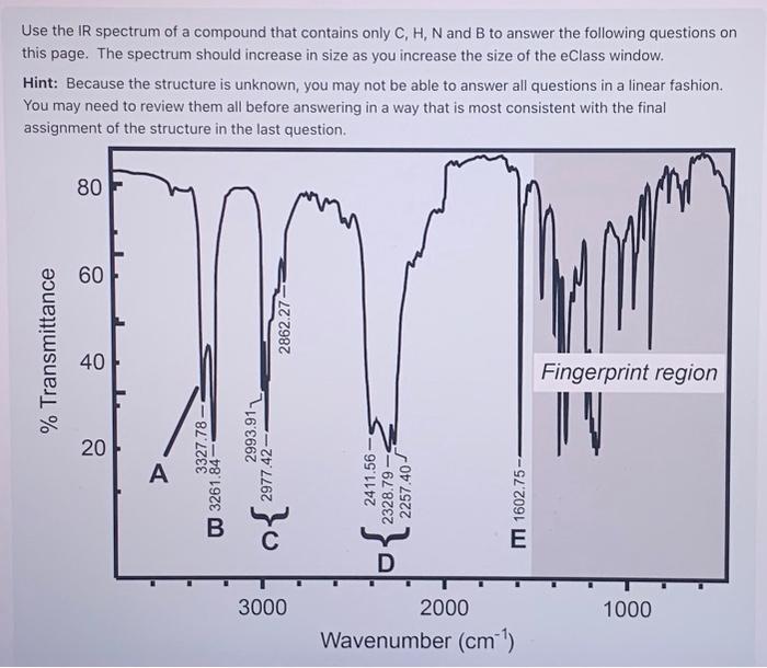 An Ir Spectrum is given, with a corresponding chart | Chegg.com