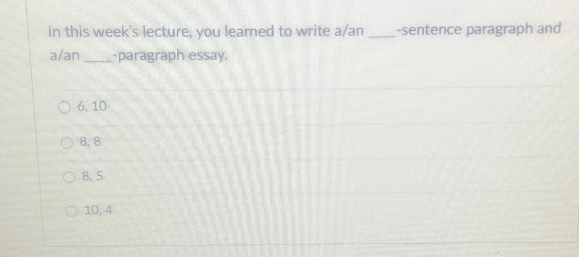 Solved In this week's lecture, you learned to write a/an | Chegg.com