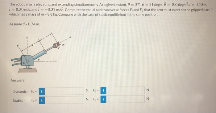 Solved The robot arm is elevating and extending | Chegg.com