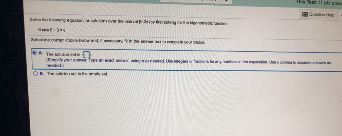 Solved This Test: 11 pts poss Question Help Solve the | Chegg.com