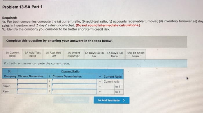 Solved Required information Problem 13-5A Comparative ratio | Chegg.com