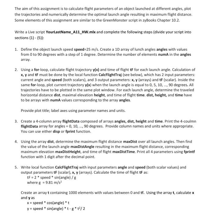 Solved The aim of this assignment is to calculate flight | Chegg.com