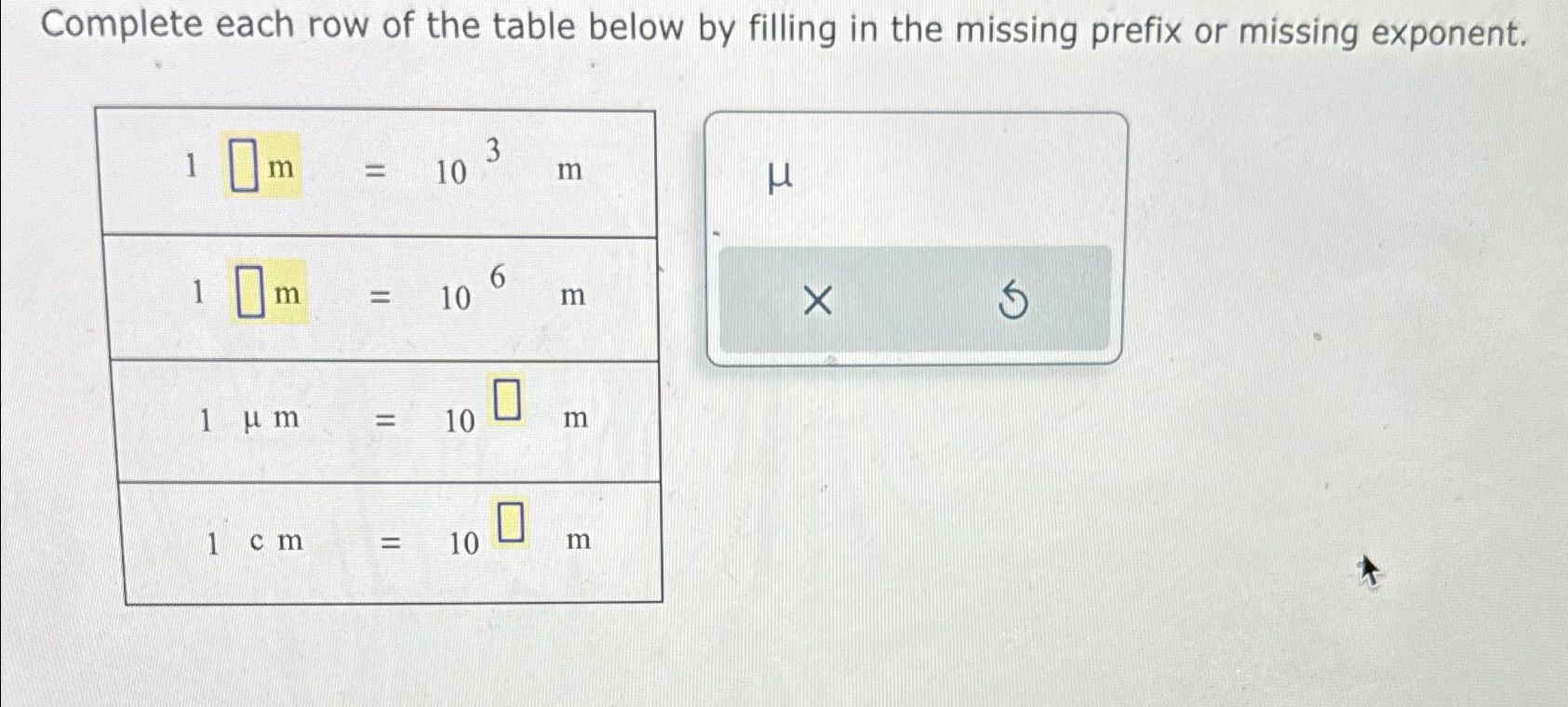 Solved Complete each row of the table below by filling in | Chegg.com