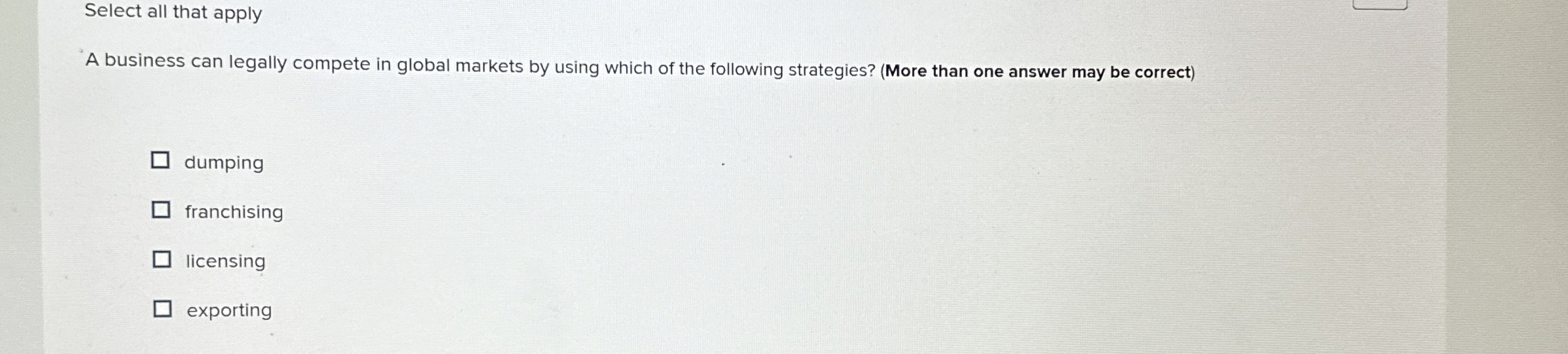 Solved Select all that applyA business can legally compete | Chegg.com