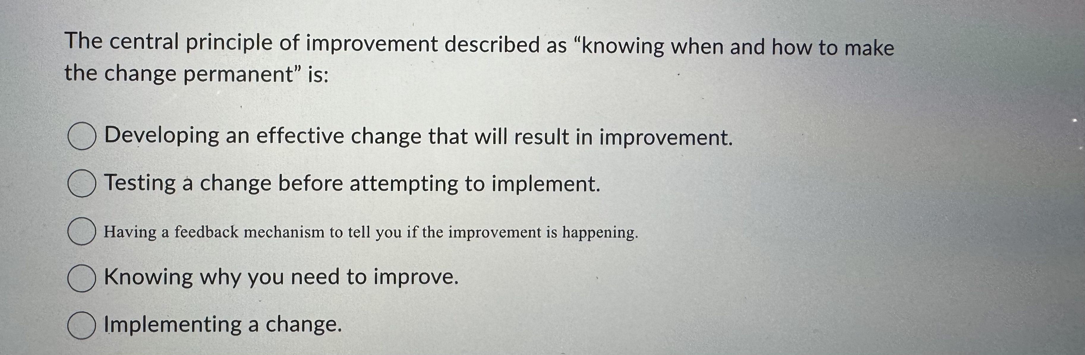 Solved The central principle of improvement described as | Chegg.com