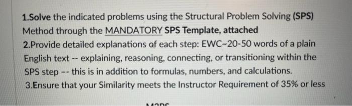 Solved 1.Solve the indicated problems using the Structural | Chegg.com