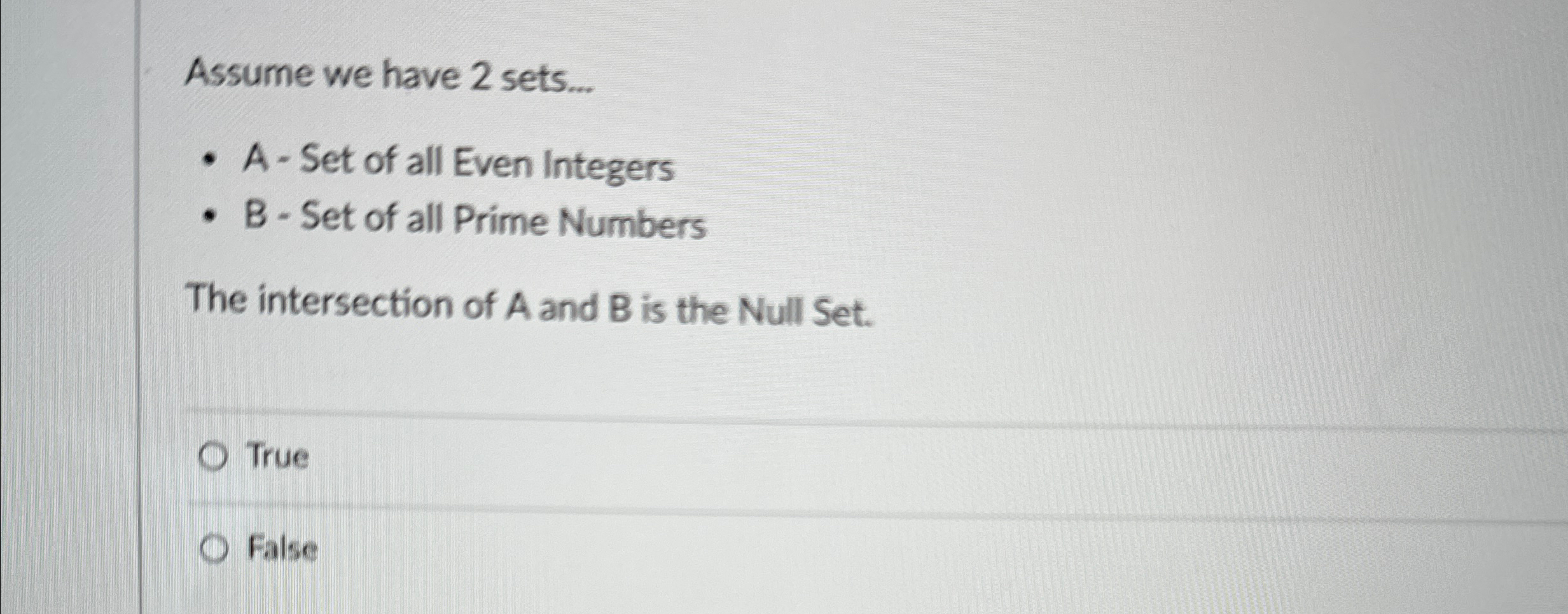 Solved Assume we have 2 ﻿sets...A - ﻿Set of all Even | Chegg.com