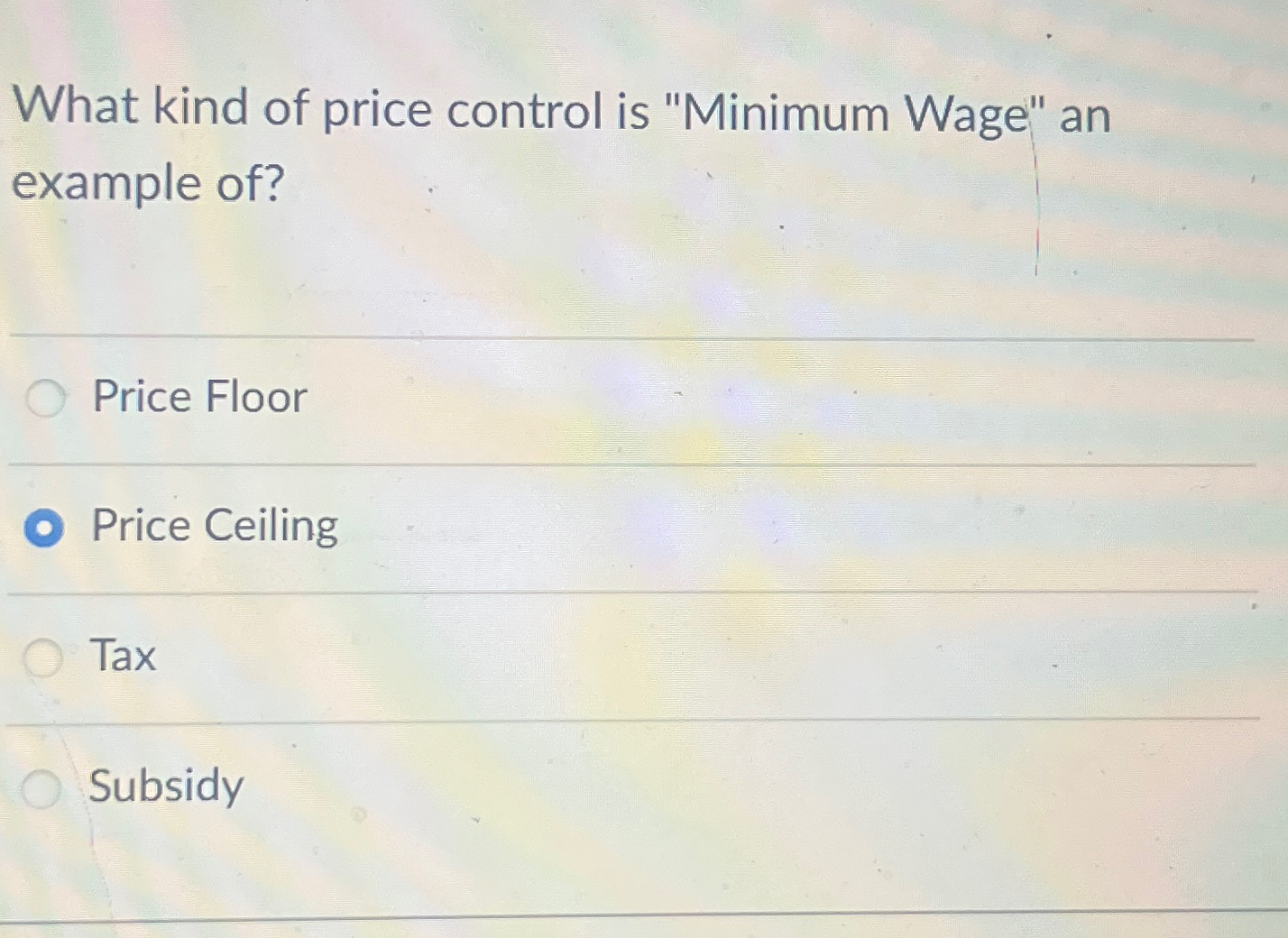 Solved What kind of price control is "Minimum Wage" an | Chegg.com