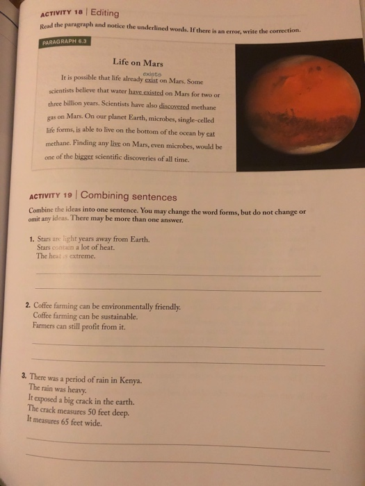 Solved ACTIVITY 18 Editing Read the paragraph and notice the | Chegg.com