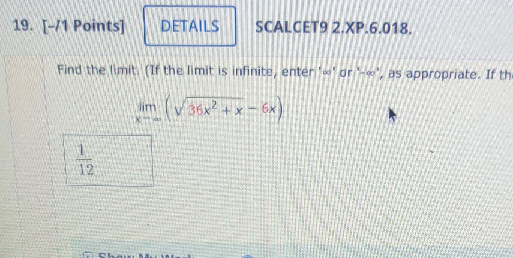 Solved Find the limit. (If the limit is infinite, enter ' ∞ | Chegg.com