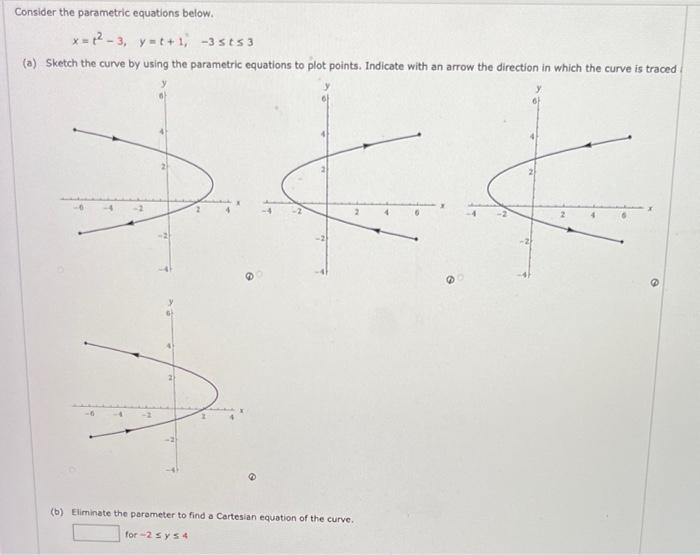 Solved Consider the parametric equations below. | Chegg.com