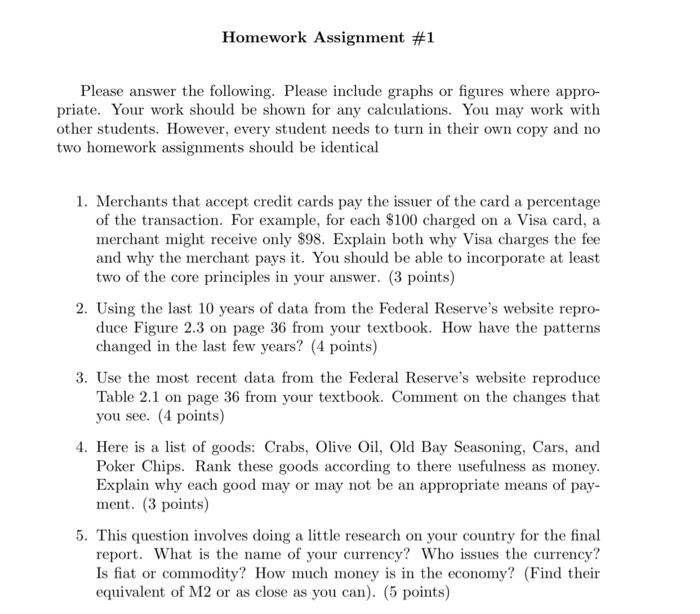 Solved Homework Assignment #1 Please answer the following. | Chegg.com