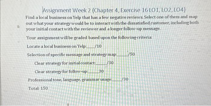 Solved Assignment Week 2 (Chapter 4, Exercise 16 LO1, LO2, | Chegg.com