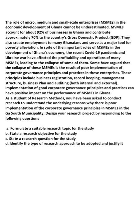 Solved The role of micro, medium and small-scale enterprises | Chegg.com