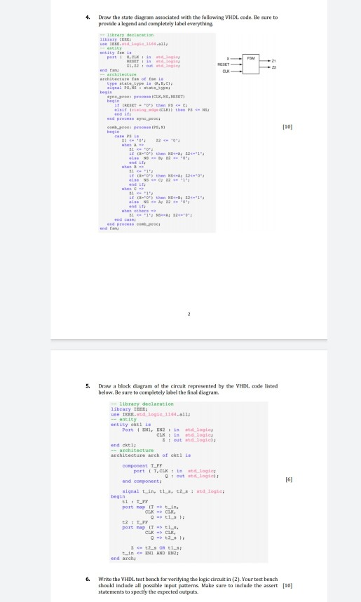 4. Draw the state diagram associated with the | Chegg.com