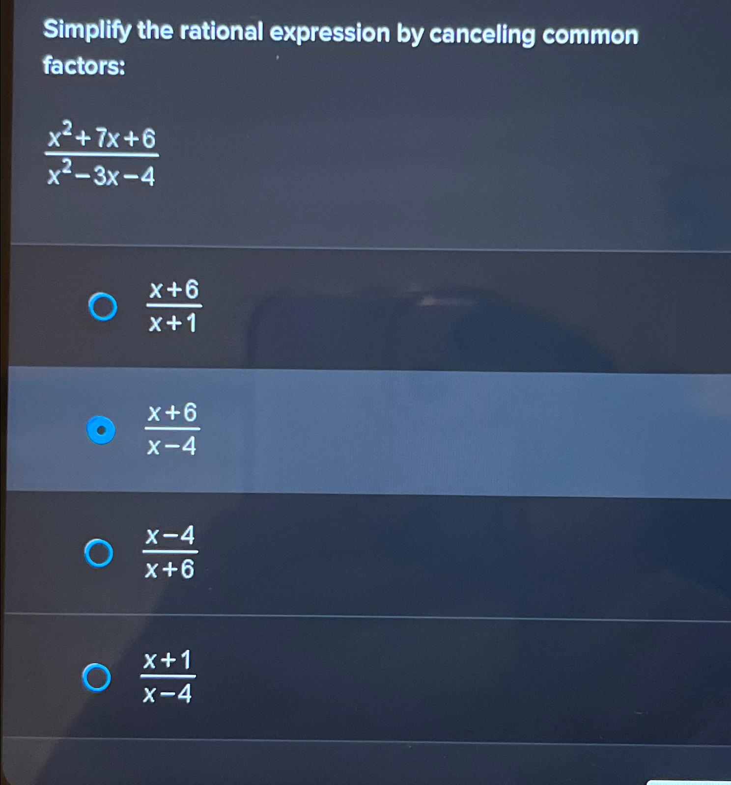 Solved Simplify the rational expression by canceling common | Chegg.com