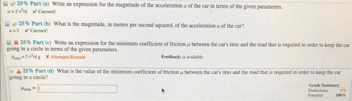Solved need answers for part c and d. 2v^2/dg and v^2/dg are | Chegg.com
