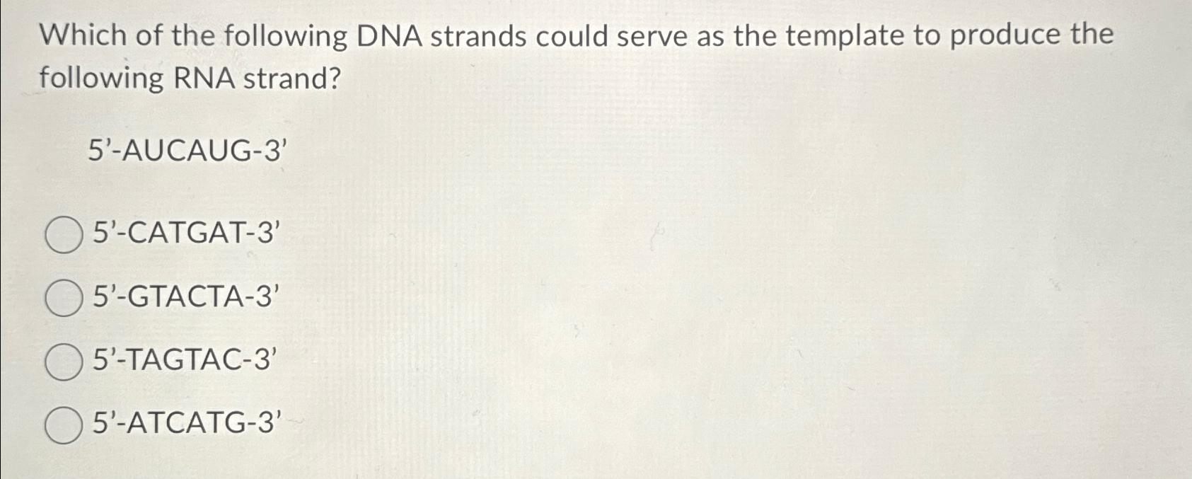Solved Which of the following DNA strands could serve as the | Chegg.com