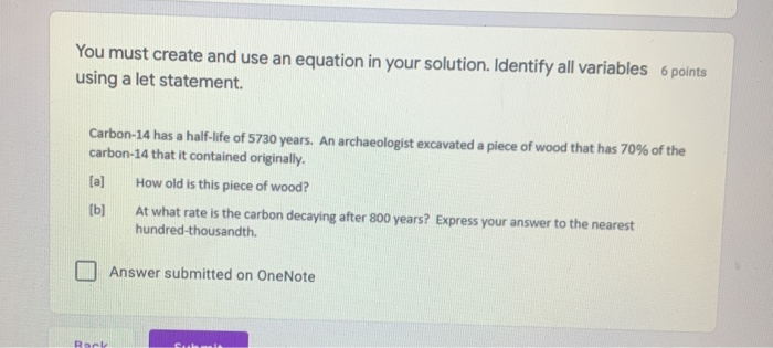 Solved You must create and use an equation in your solution. | Chegg.com