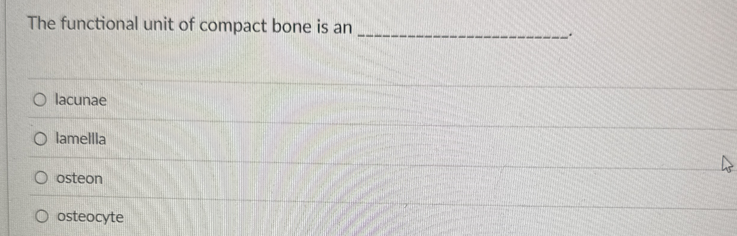 Solved The functional unit of compact bone is | Chegg.com