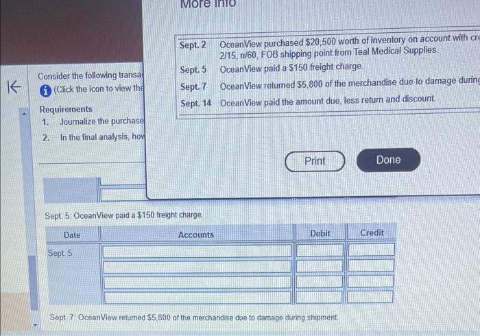 Solved Consider the following transactions for OceanView | Chegg.com