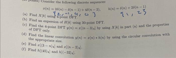 Solved Consider the following discrete sequences: | Chegg.com