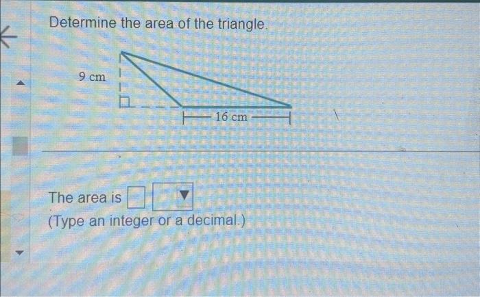 Solved Determine the area of the triangle. The area is (Type | Chegg.com