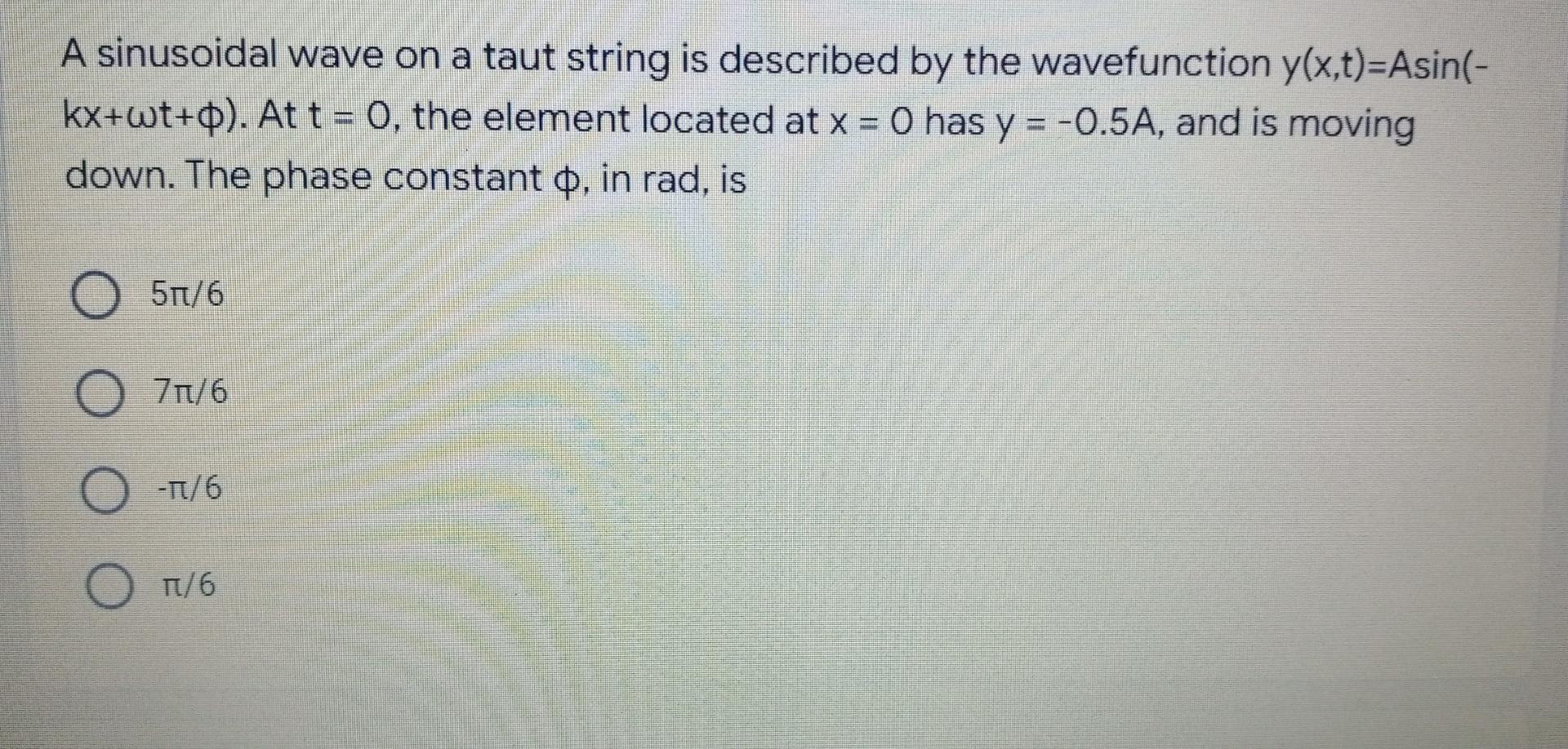 Solved A sinusoidal wave on a taut string is described by | Chegg.com